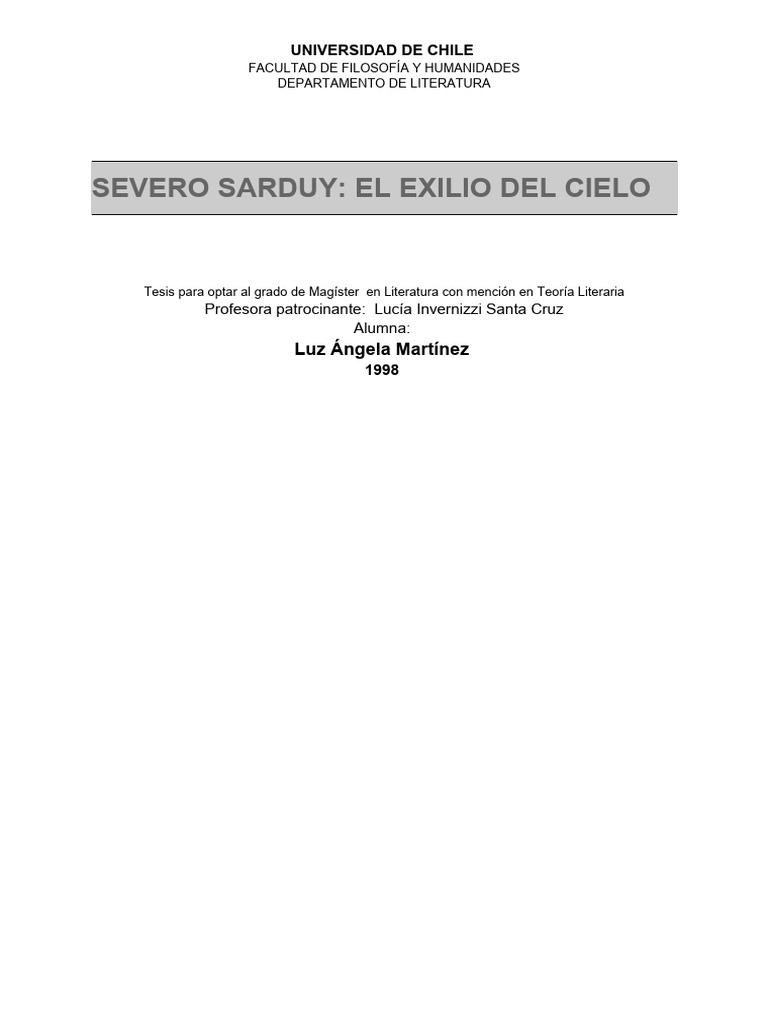 Severo Sarduy, El Exilio Del Cielo | PDF