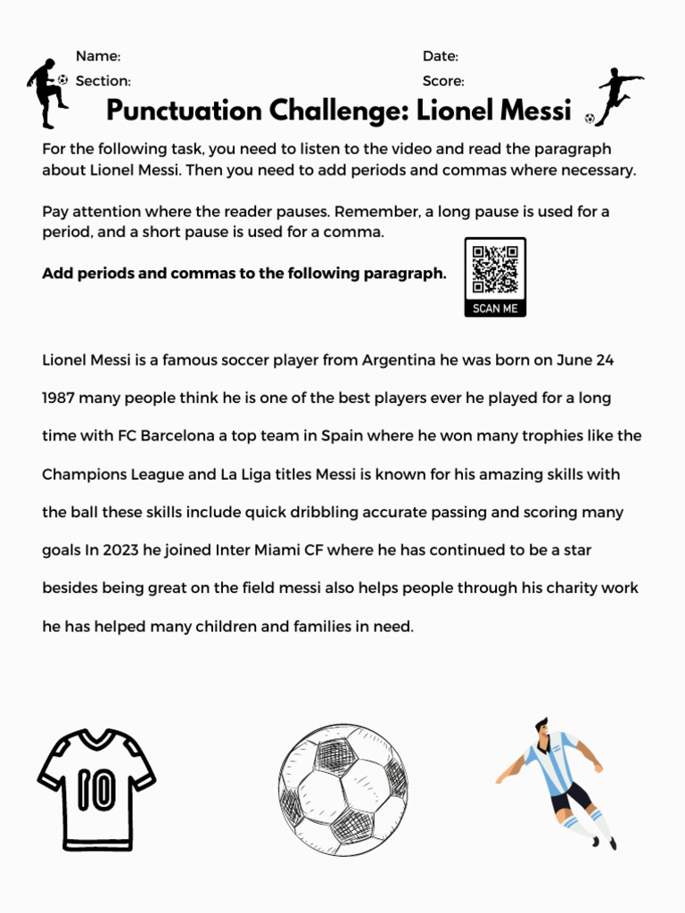 Punctuation Challenge: Lionel Messi | PDF