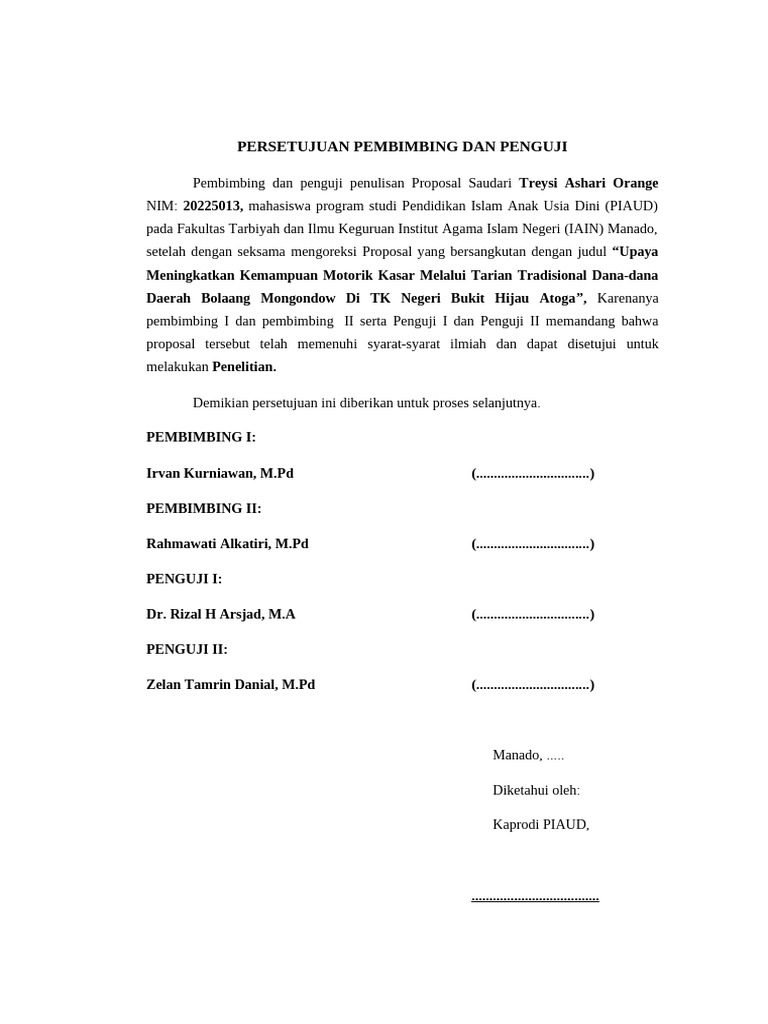 Surat Persetujuan Proposal | PDF