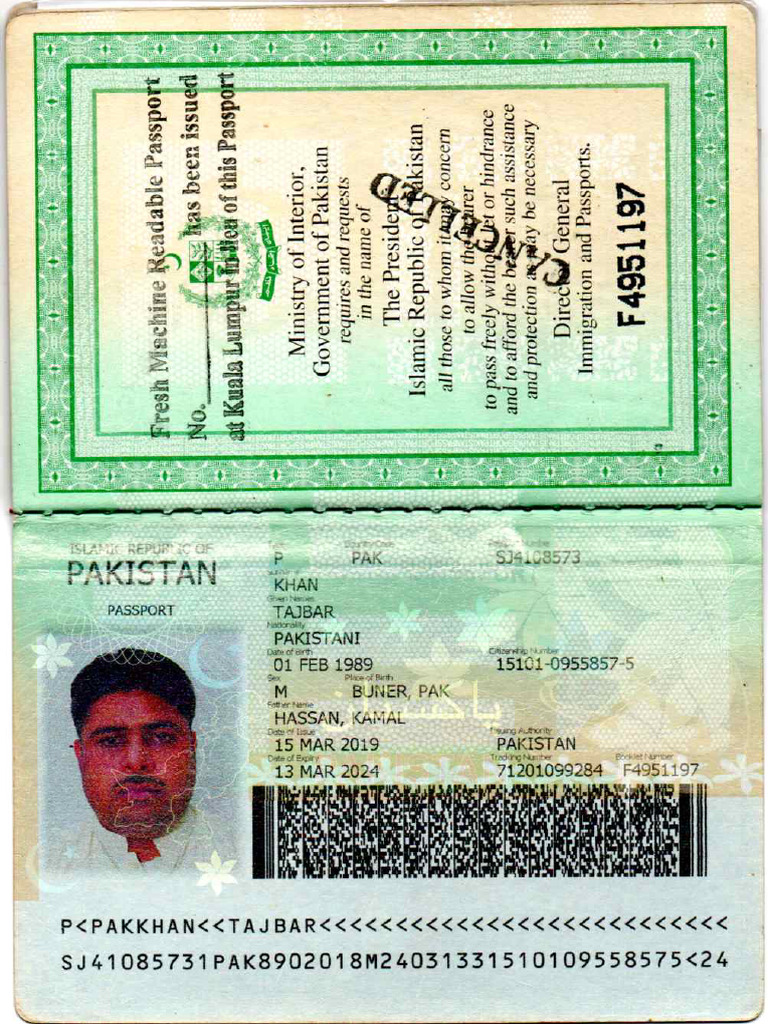 Tajbar Khan Full Passport Scan | PDF