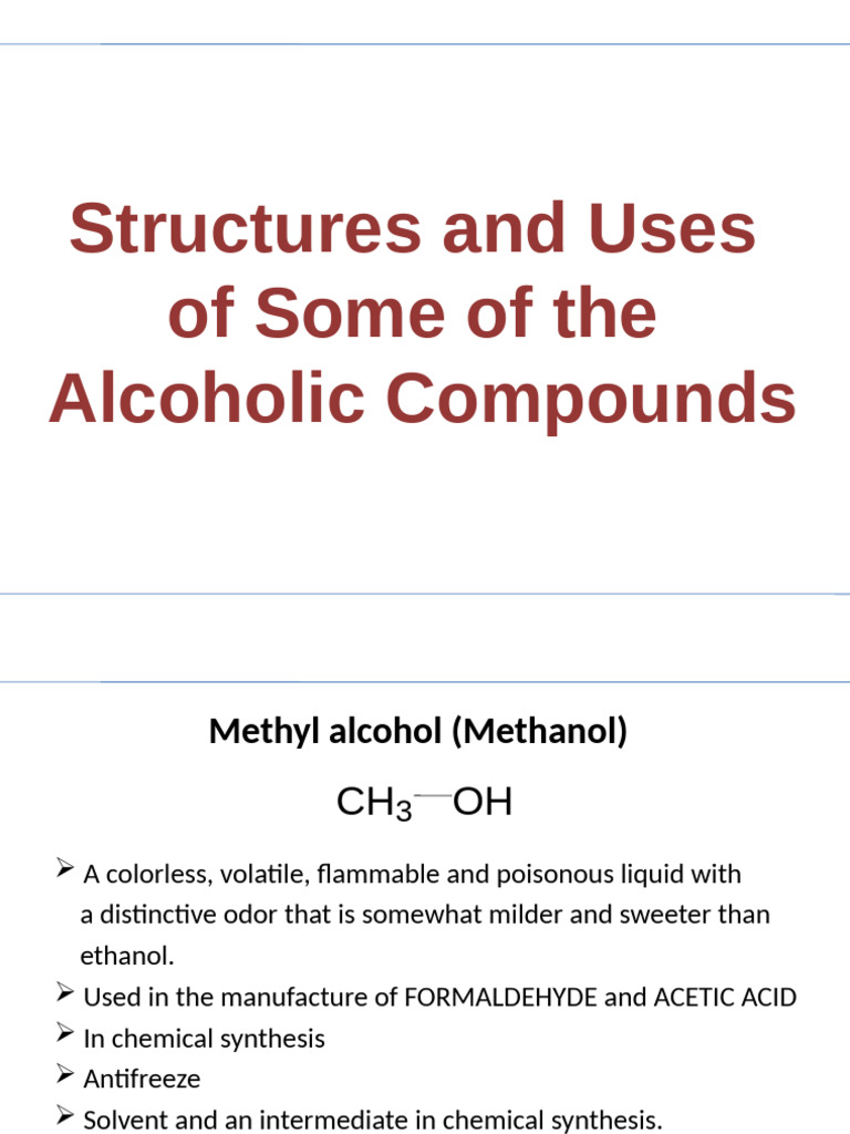 Alcohols Individual Compounds | PDF | Ester | Ethanol
