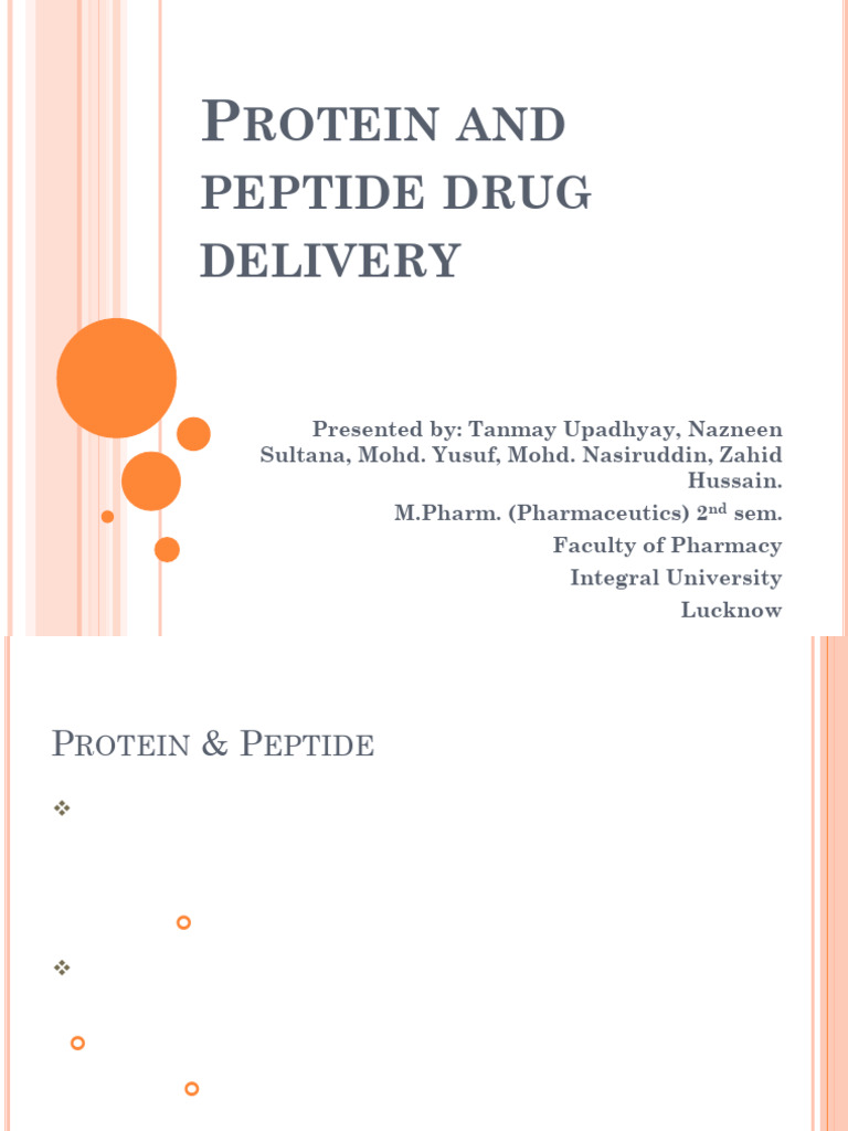 Protein and Peptide Drug Delivery Guide | PDF | Peptide | Proteins