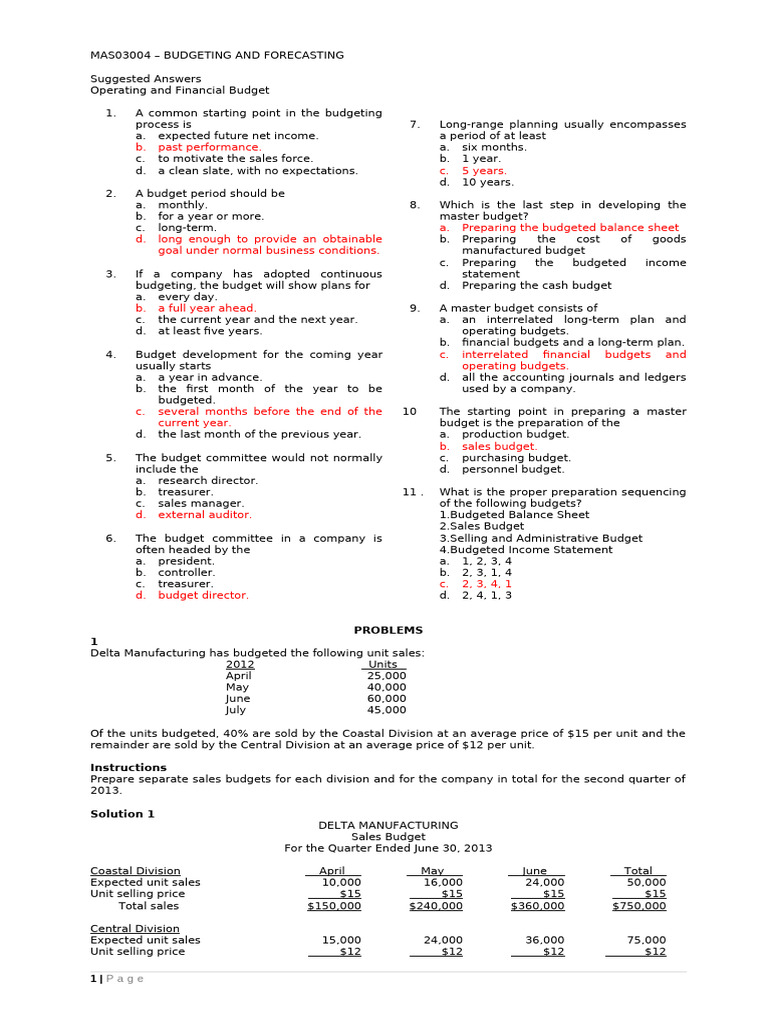 Budgeting and Forecasting Guide | PDF | Retained Earnings | Equity ...