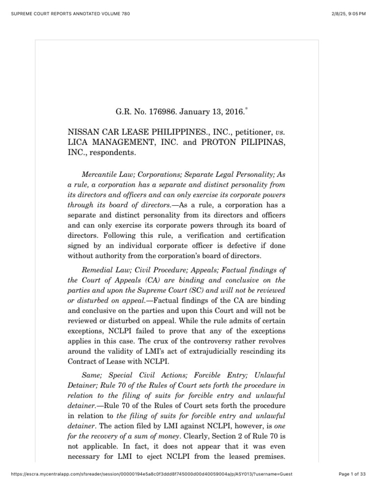 4. Nissan Car v. Lica Management | PDF | Lease | Lawsuit