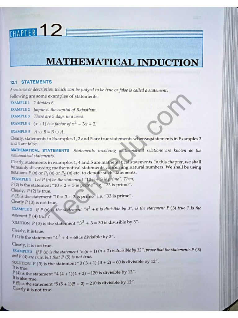 Chapter 12 Mathematical Induction (RDSharma) PDF | PDF