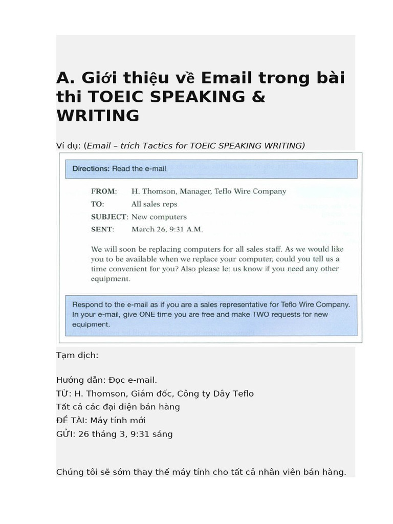 Toeic Writing Email | PDF
