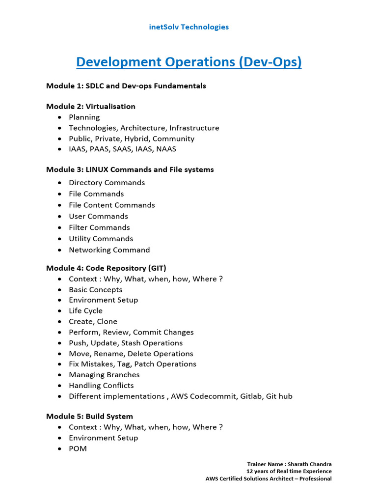 Dev-ops & AWS _Sharath Chandra_1.0 | PDF | Software Development | Computer Engineering