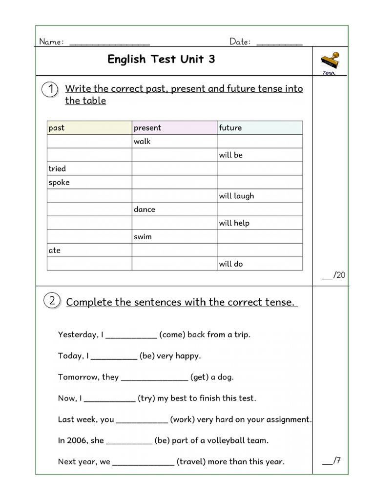 English Unit 3 TEST | PDF