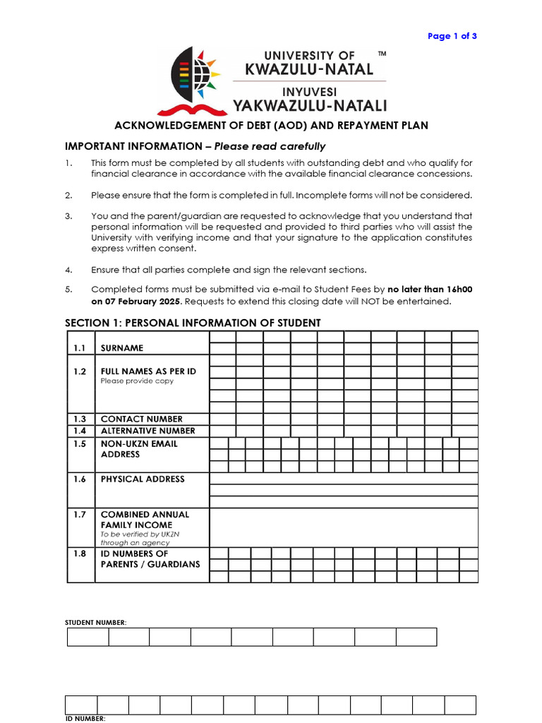 2025-AOD-Form (2) | PDF | Debt | Debtor