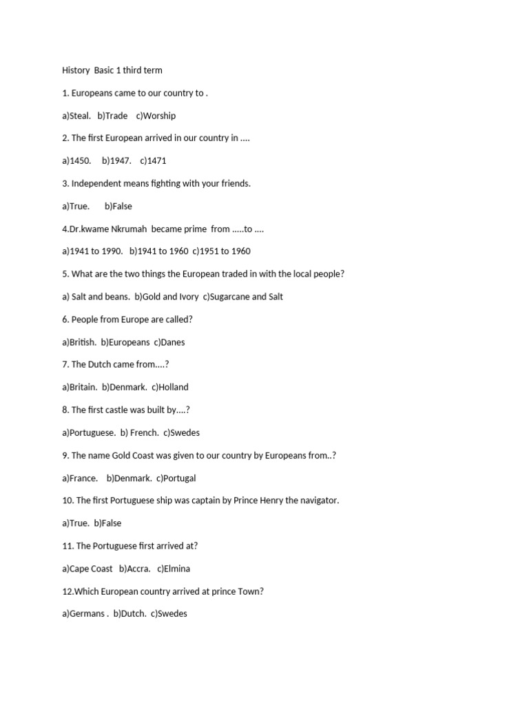 History Basic1 3rd Term | PDF