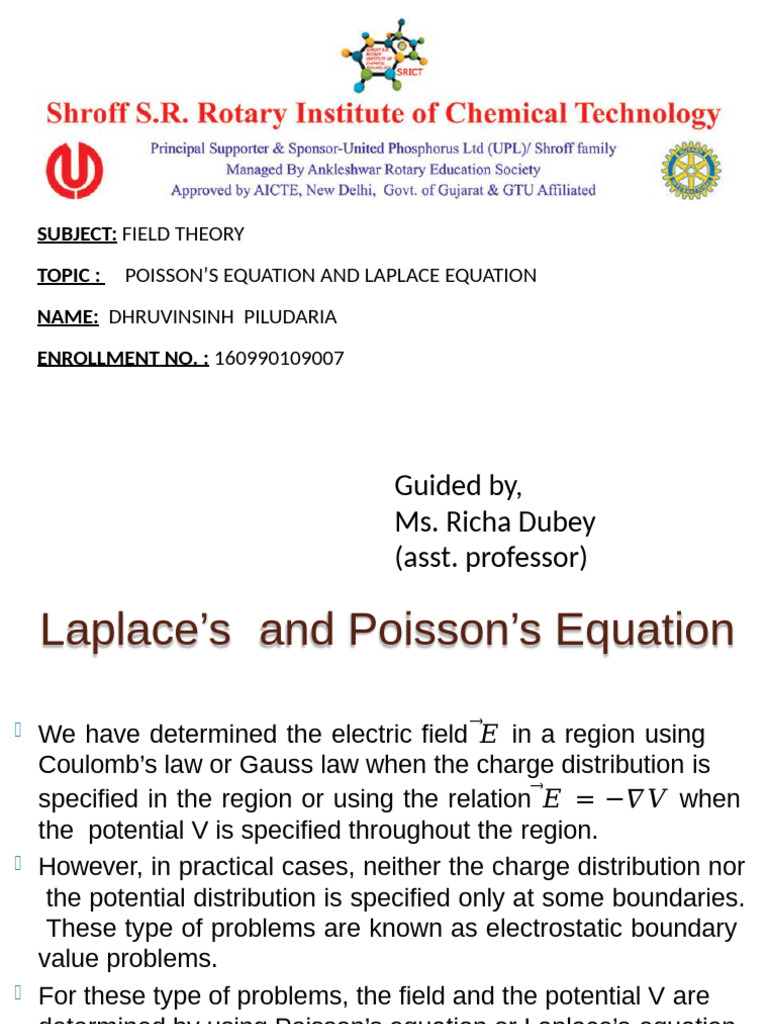 FT_160990109007_laplace's & possion's equation | PDF | Physics | Mathematical Analysis