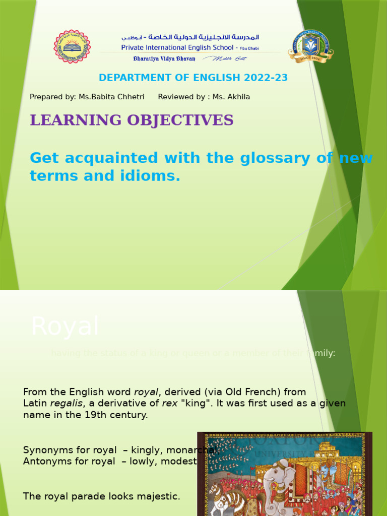 Ppt-2 Vocabulary The Royal Parade | PDF