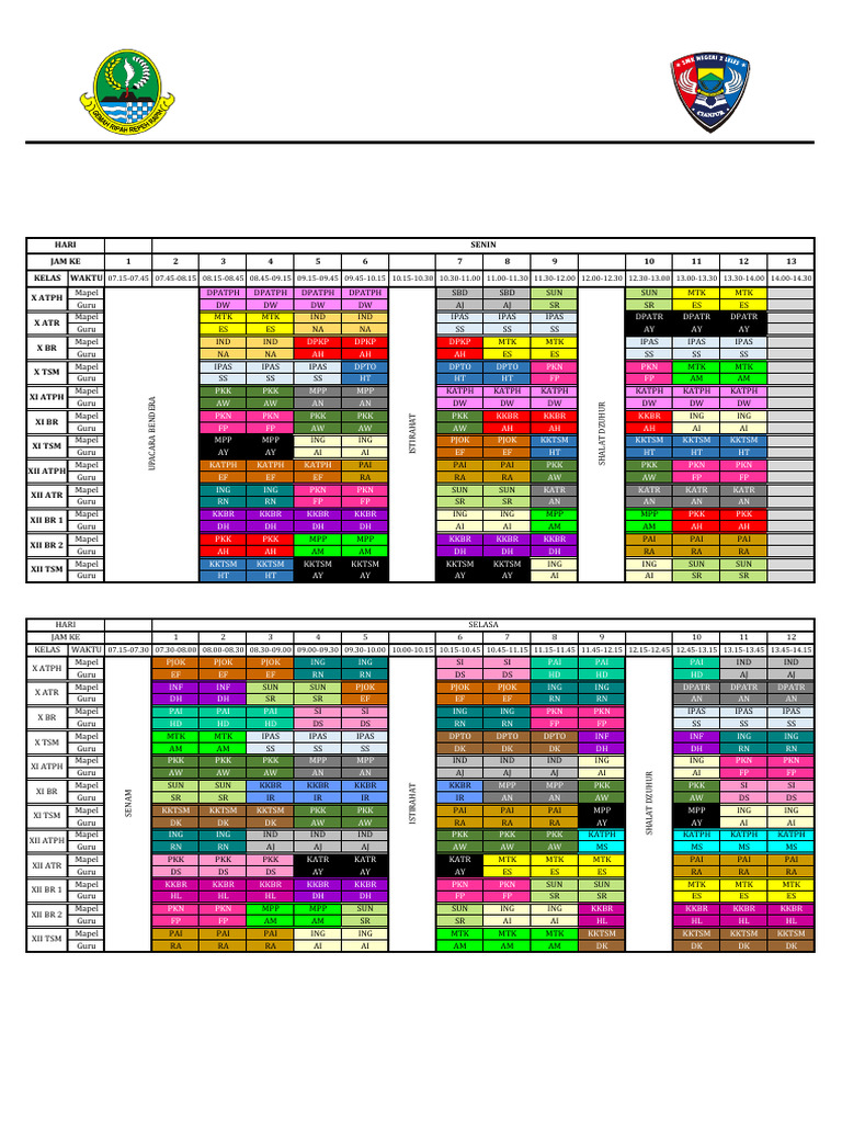 Jadwal Pelajaran SMT Genap 2024-2025 Revisi | PDF