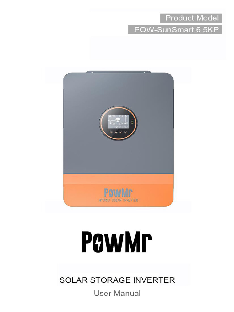 POW-SunSmart 6.5KP User Manual V1.3.0925 | PDF | Power Supply | Photovoltaics