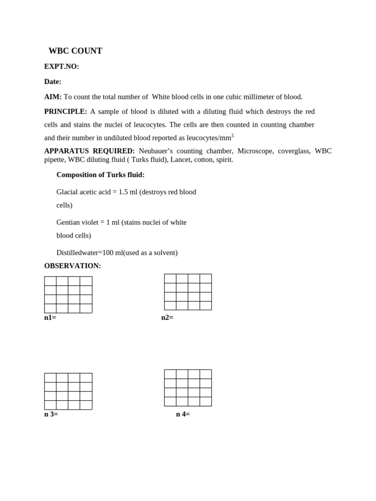 WBC Case Sheet | PDF
