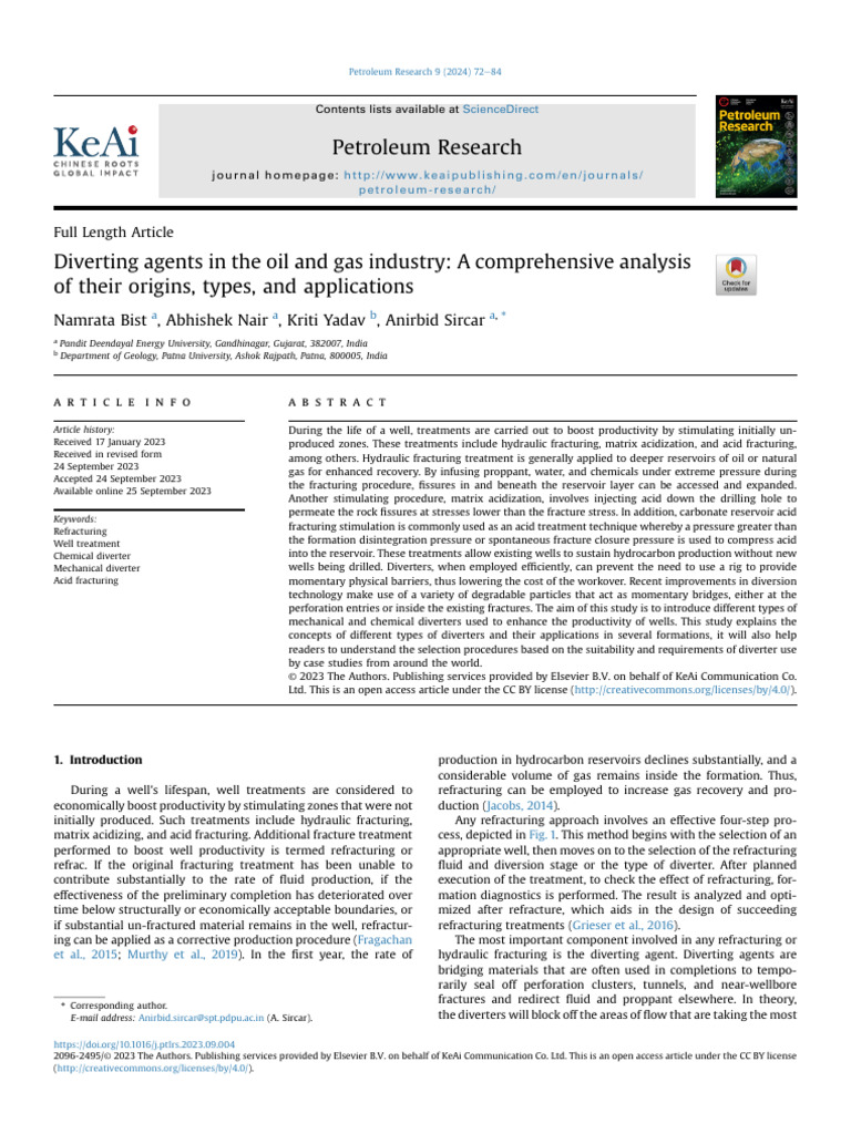 Diverting Agents in The Oil and Gas Industry A Comprehensive - 2024 ...