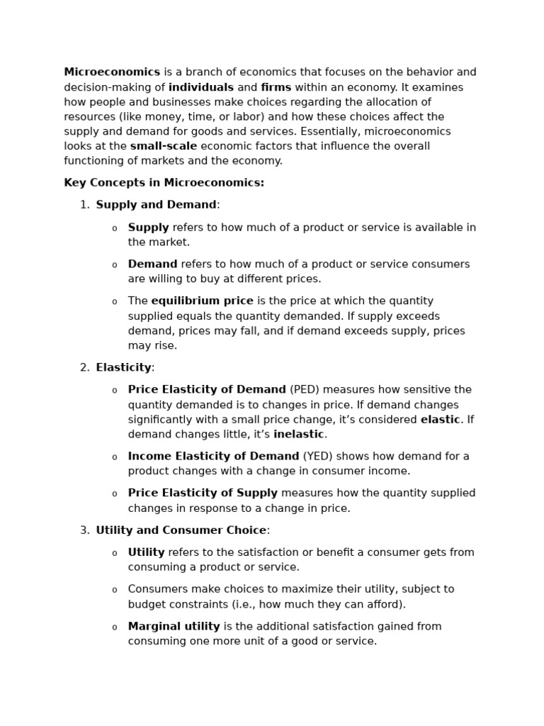 Key Concepts in Microeconomics Explained | PDF | Microeconomics ...