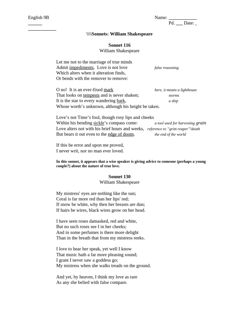 Copy of Sonnets.Shakespeare | PDF | Sonnets | Stanzaic Form