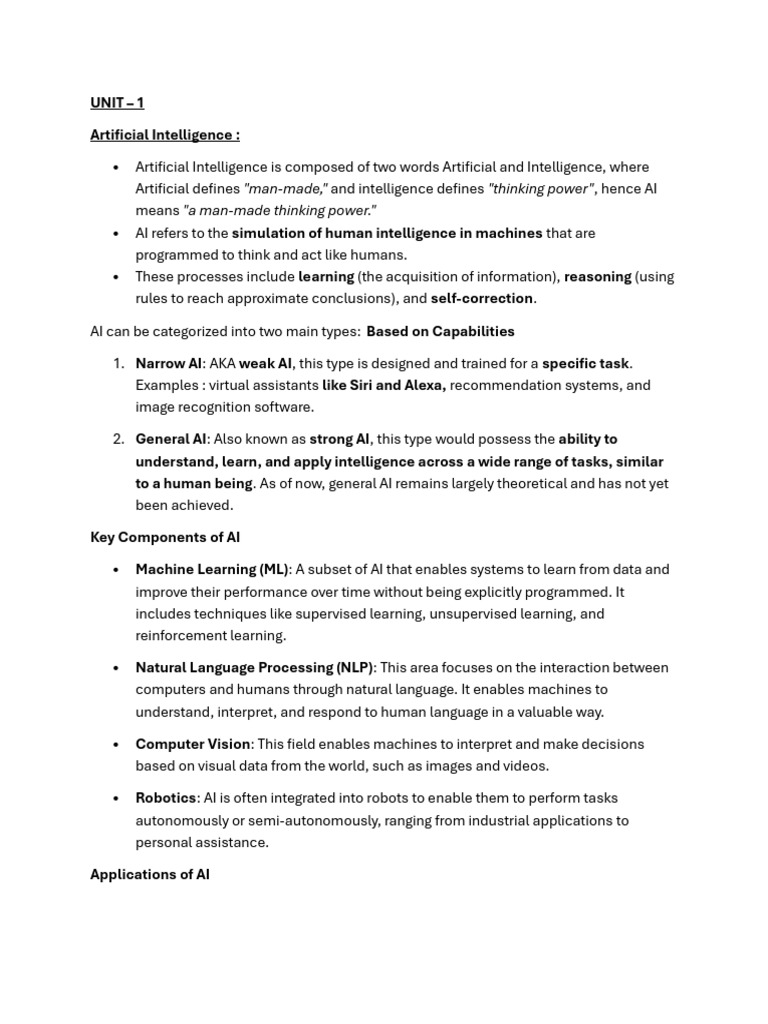 Ai Unit 1 Pdf Artificial Intelligence Intelligence Ai Semantics