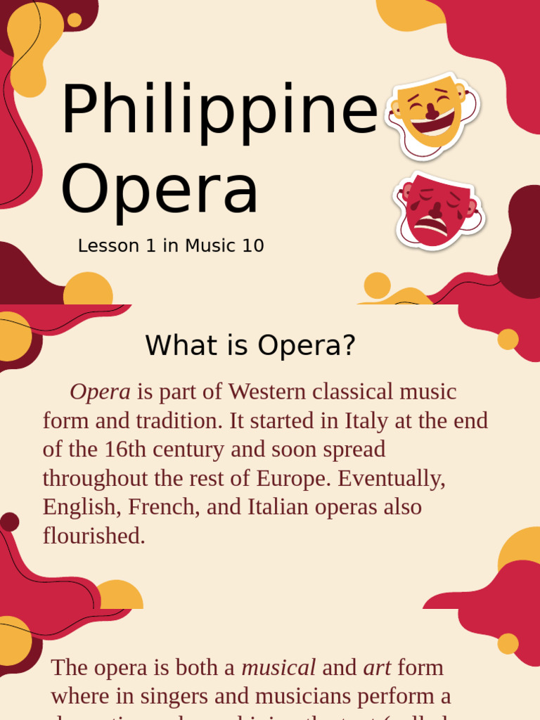 Philippine Opera Grade 10 | PDF | Opera | Theatre