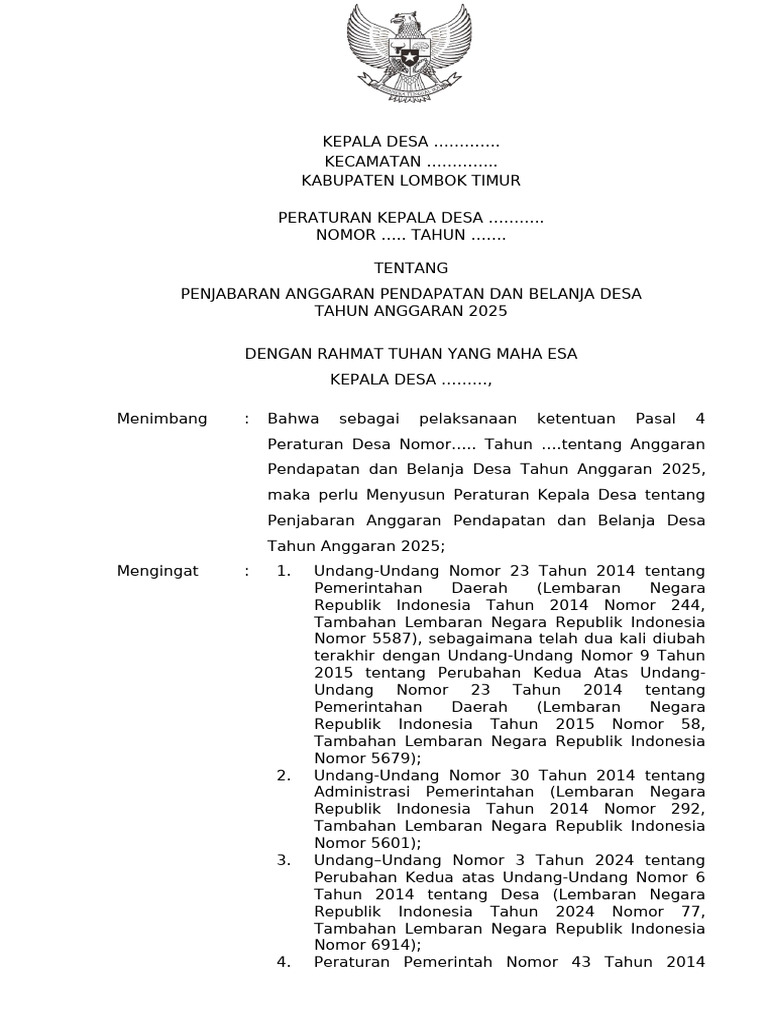 Perkades TTG Penjabaran APBDES | PDF