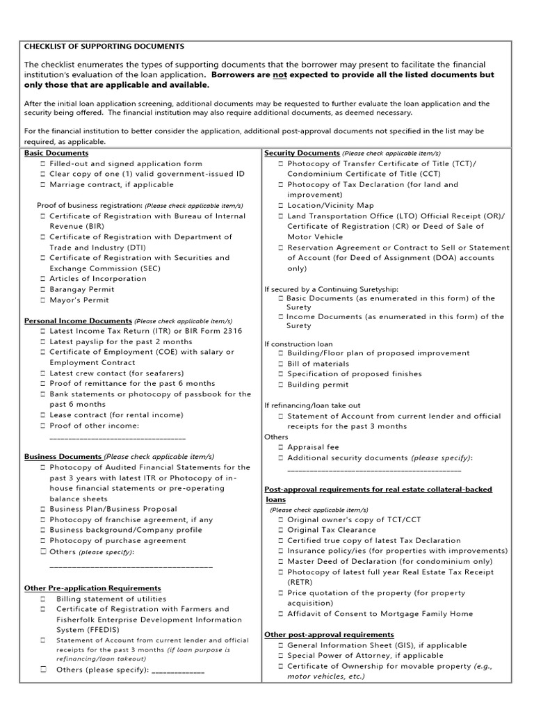 PNB Standard Business Loan Application Form SBLAF Individual Single ...