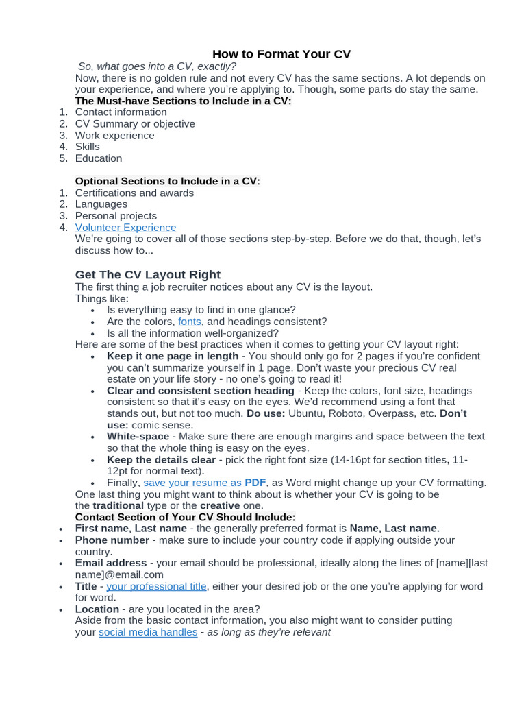 How to write a CV | PDF | Experience | Résumé