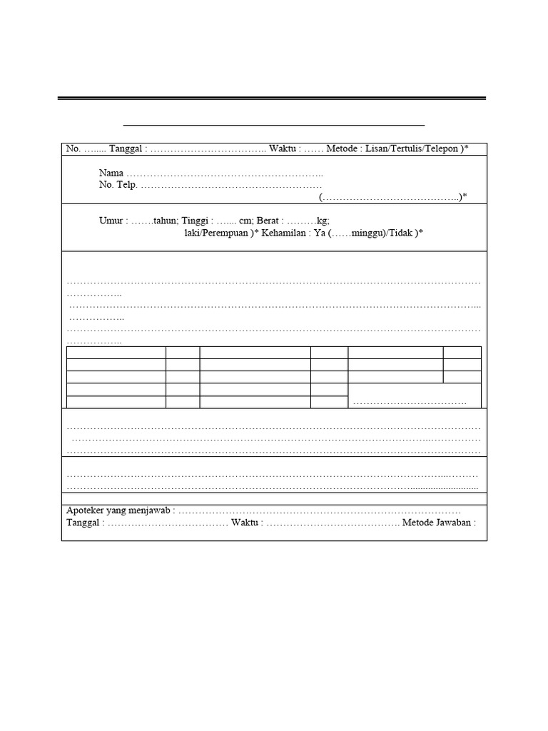 Formulir PIO Apotek Rimbun | PDF