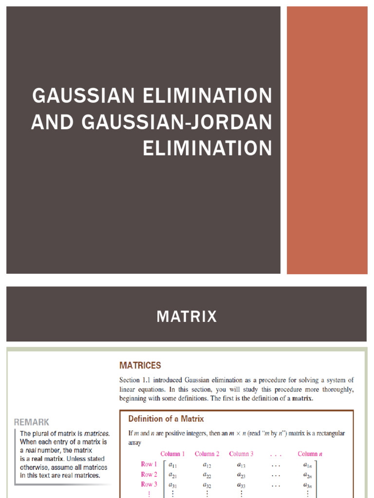 Week 2.2 Gaussian Elimination and Gaussian Jordan Elimination | PDF | System Of Linear Equations ...