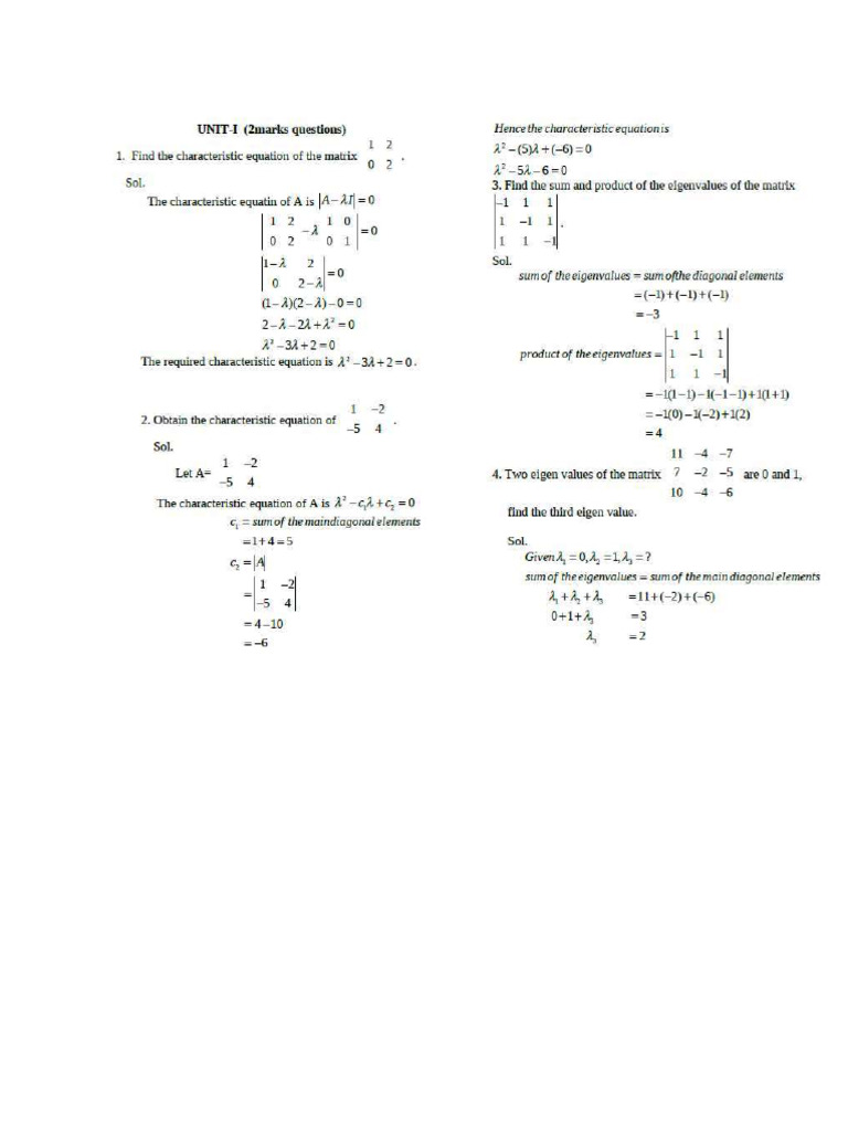 Maths All Units Imp Ques | PDF