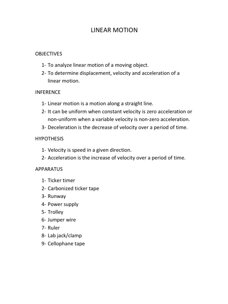 Linear Motion | PDF