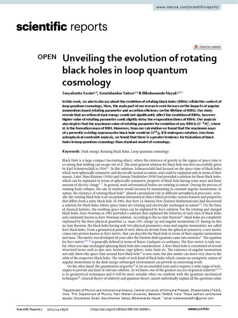 Unveiling The Evolution of Rotating Black Holes in Loop Quantum Cosmology | PDF | Black Hole ...