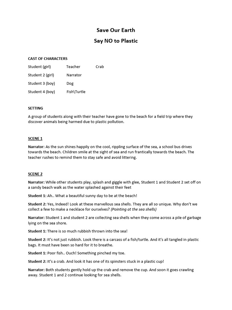 Go Green Day Skit | PDF | Sea