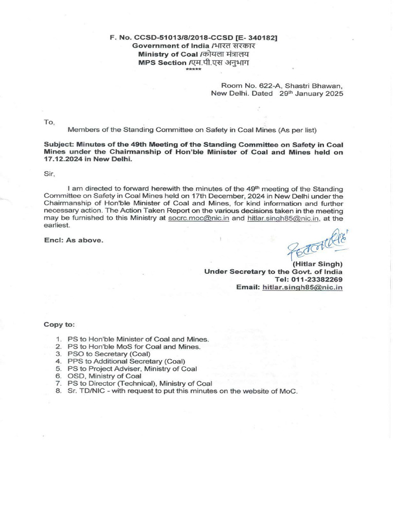 49th Coal Mine Safety Committee Meeting Minutes | PDF | Safety ...