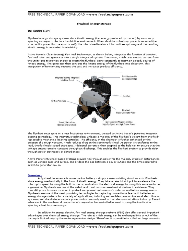 Flywheel Energy Storage | PDF | Energy Storage | Kinetic Energy