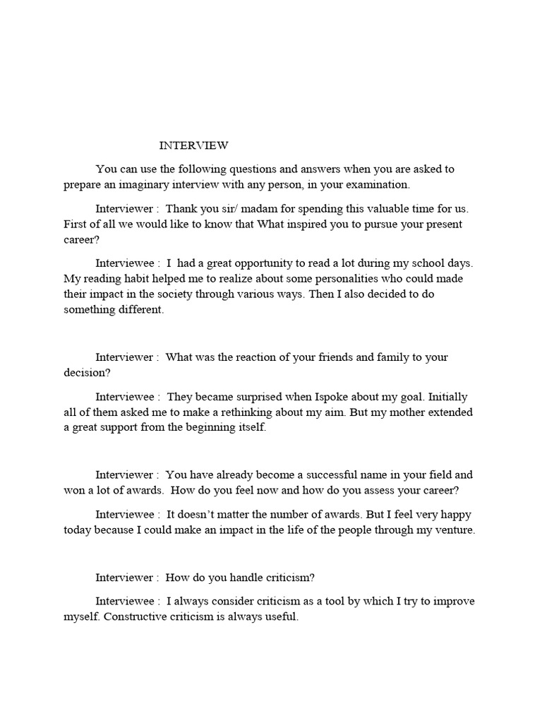 Imaginary Interview Guide | PDF