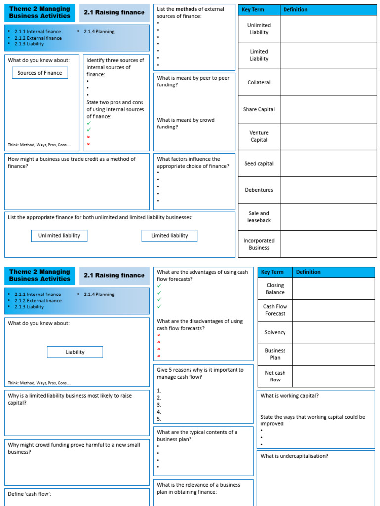 Theme 2 Revision Grids Complete | PDF | Monopoly | Financial Accounting