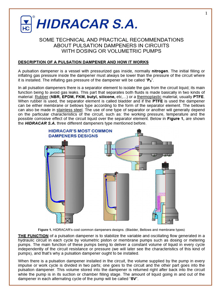 Pulsation Dampeners in Pump Circuits | PDF | Pump | Gases
