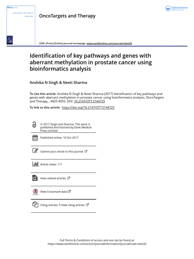 Identification of Key Pathways and Genes With Aberrant Methylation in Prostate Cancer Using ...