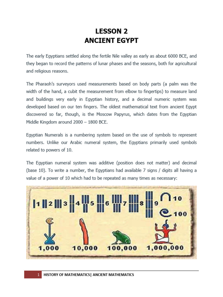 Ancient Egyptian Mathematics | PDF