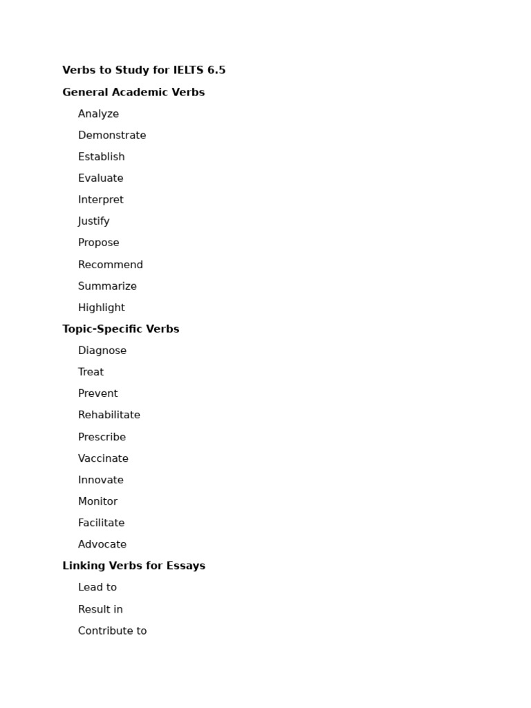 Essential Verbs for IELTS Success | PDF