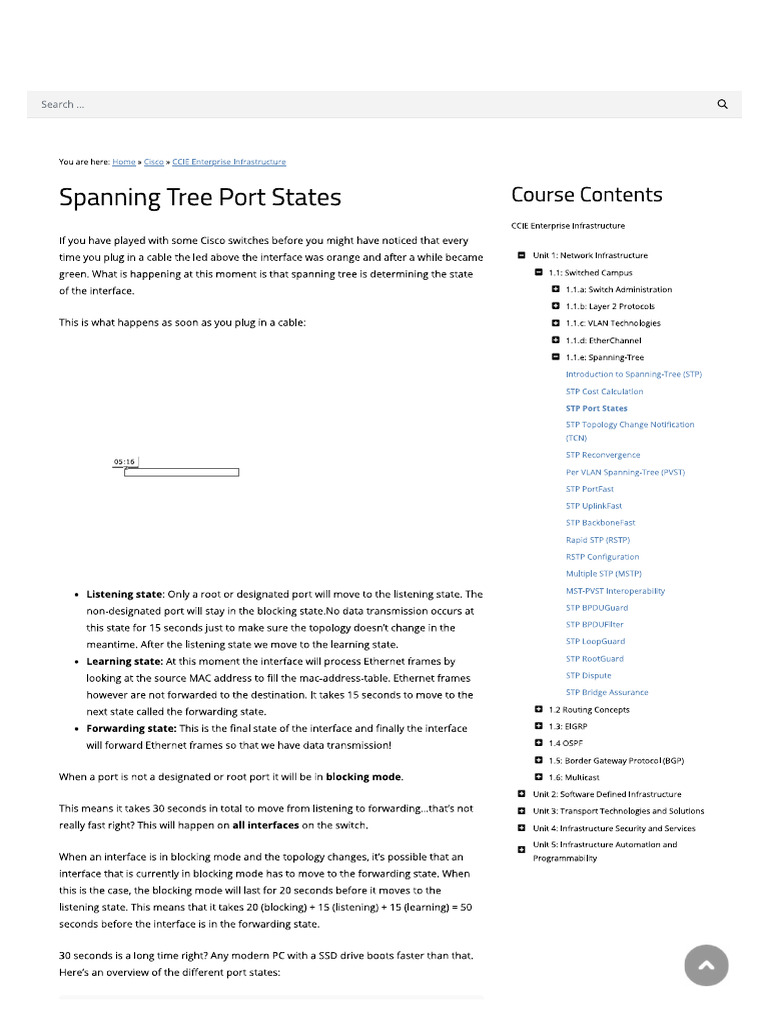 Spanning Tree Port States | PDF