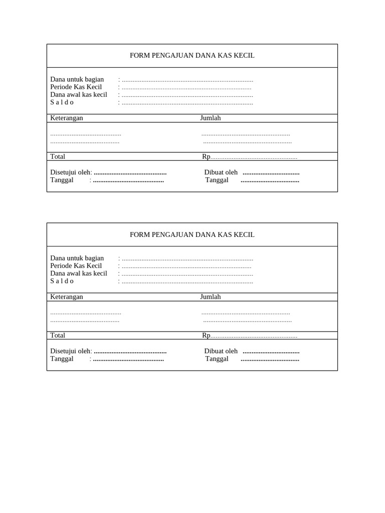 Form Pengajuan Dana Kas Kecil | PDF