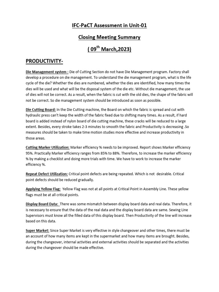 IFC PaCT Assessment_Closing Meeting Summary | PDF | Efficient Energy ...