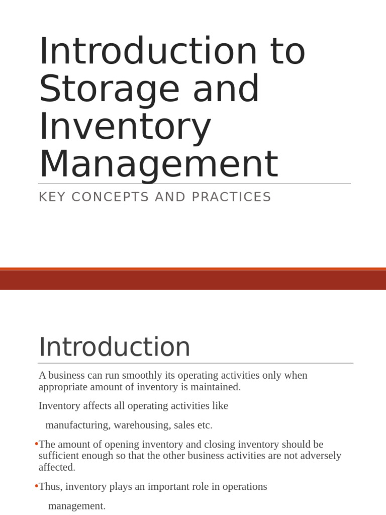 Storage Inventory Management Presentation | PDF | Inventory | Goods