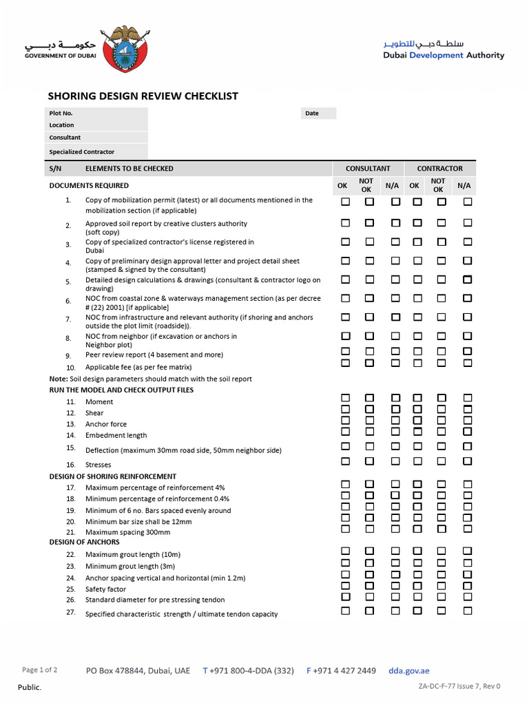 22 ZA DC F 77 Shoring Design Review Checklist | PDF | Beam (Structure ...