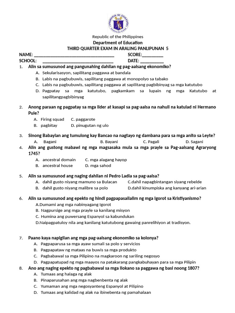 AP 5 3rd QTR PT | PDF