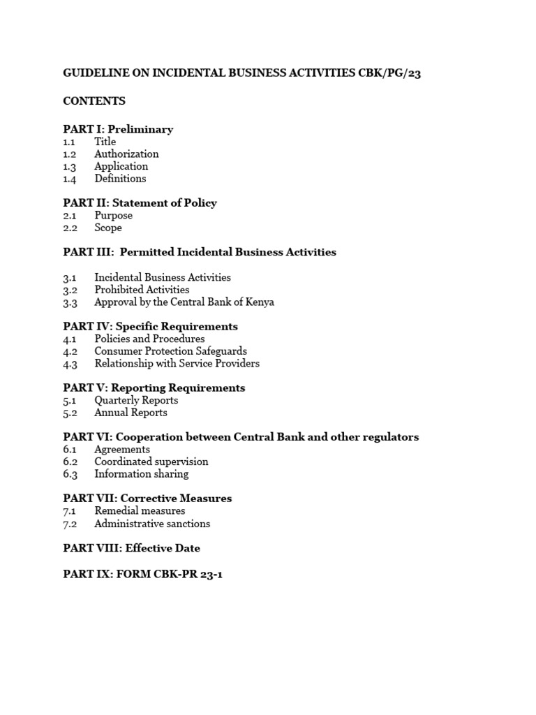 Prudential 23 - Guideline On Incidental Business Activities | PDF | Banks | Regulatory Compliance