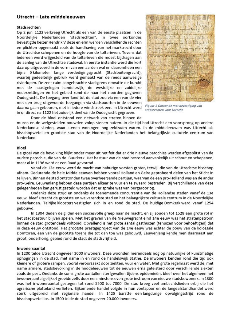 V4 - Stad - Utrecht (Hoge Middeleeuwen) | PDF