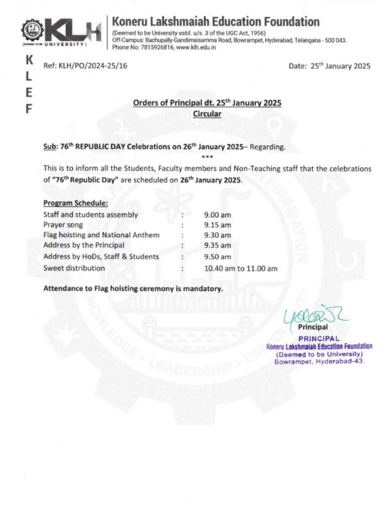 Republic Day - Circular | PDF